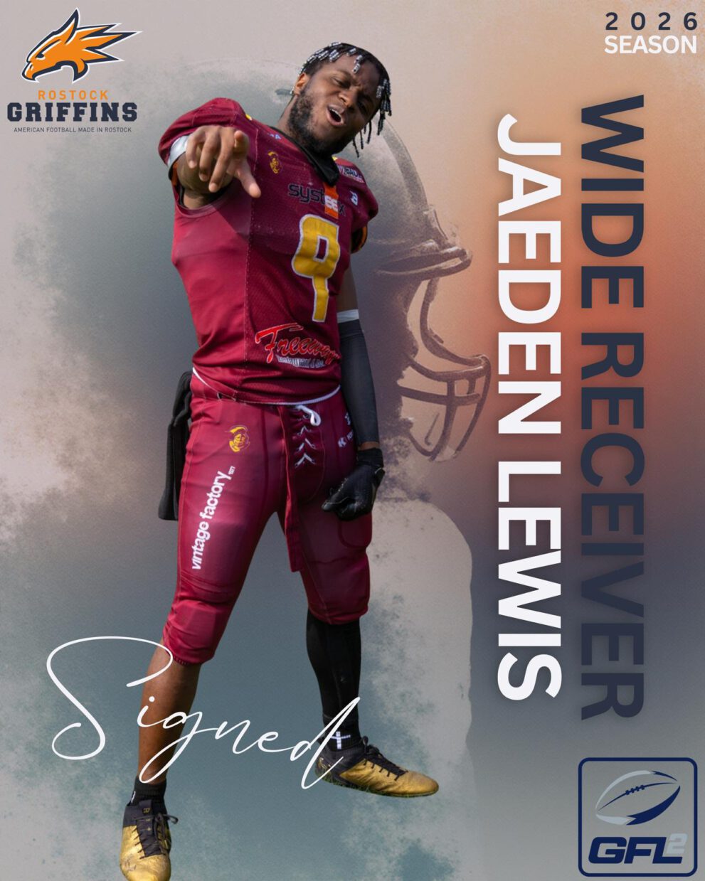 Player News #TEAM26 - Jaeden Lewis - WR › Rostock Griffins